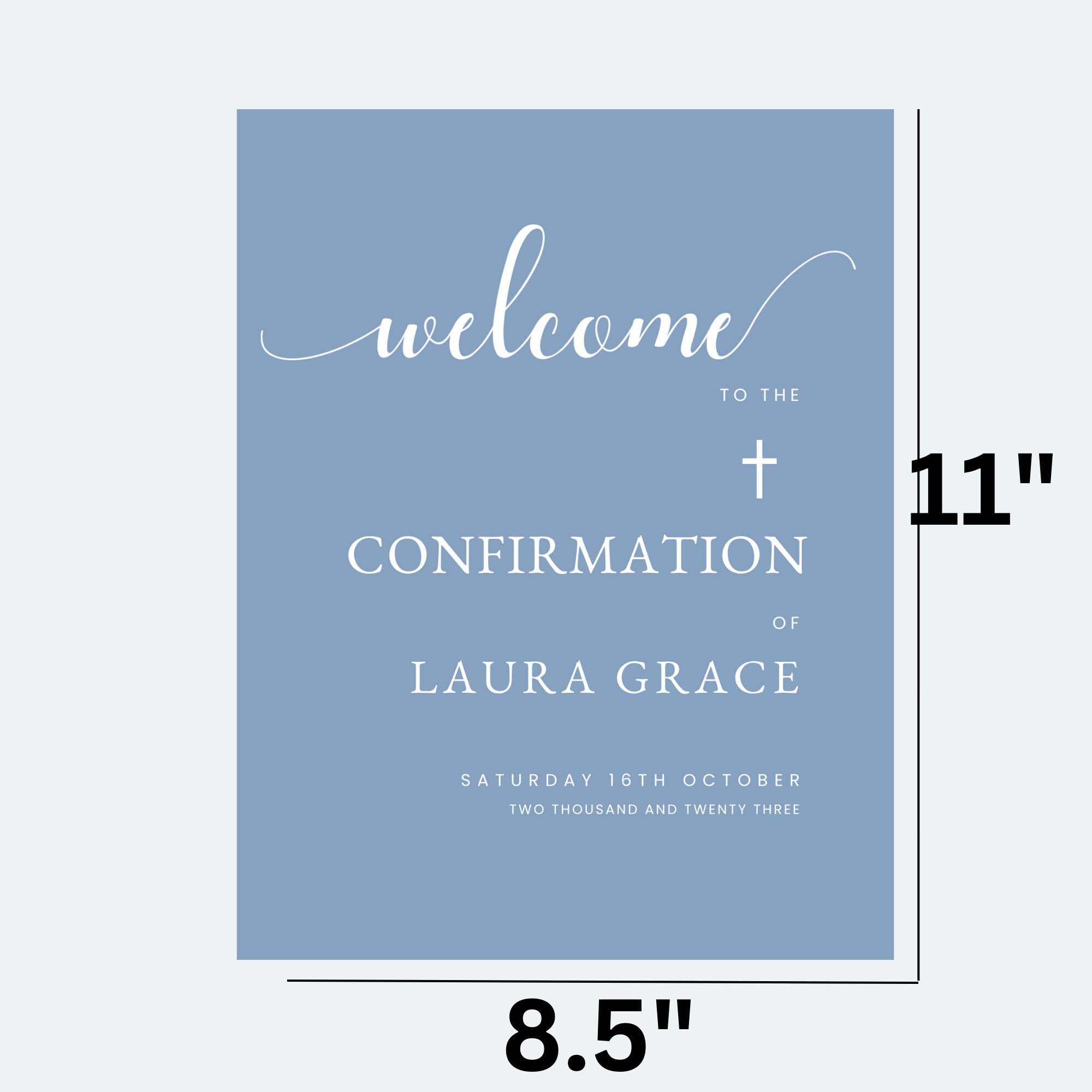 Confirmation Welcome Sign, Blue Minimalist Welcome Sign, Printable ...
