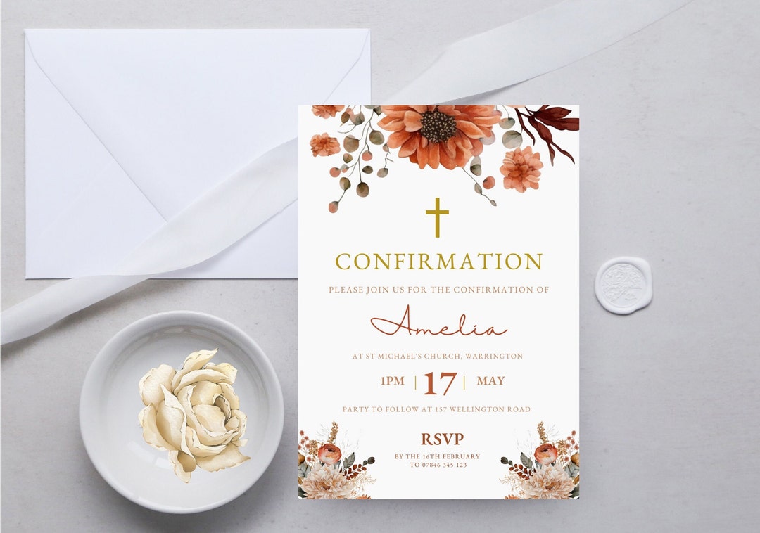 Fall Confirmation Invitation Template, Confirmation Printable ...