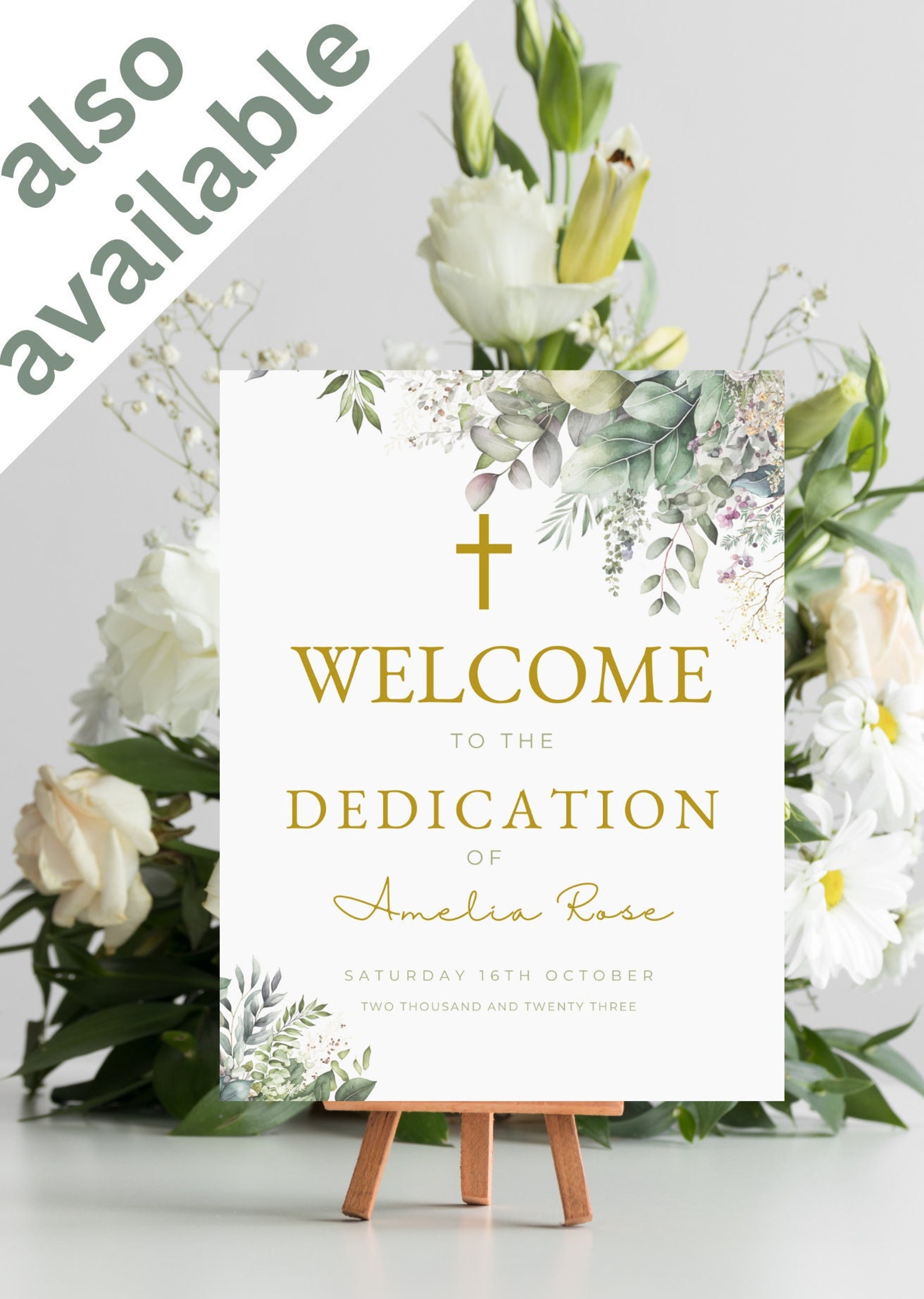 Printable Dedication Welcome Sign, Floral Welcome Sign, Girls ...
