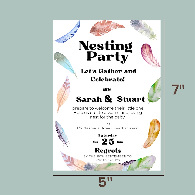 Feathers Nesting Party Invite Modern Nest Party Invitation Join Us for ...