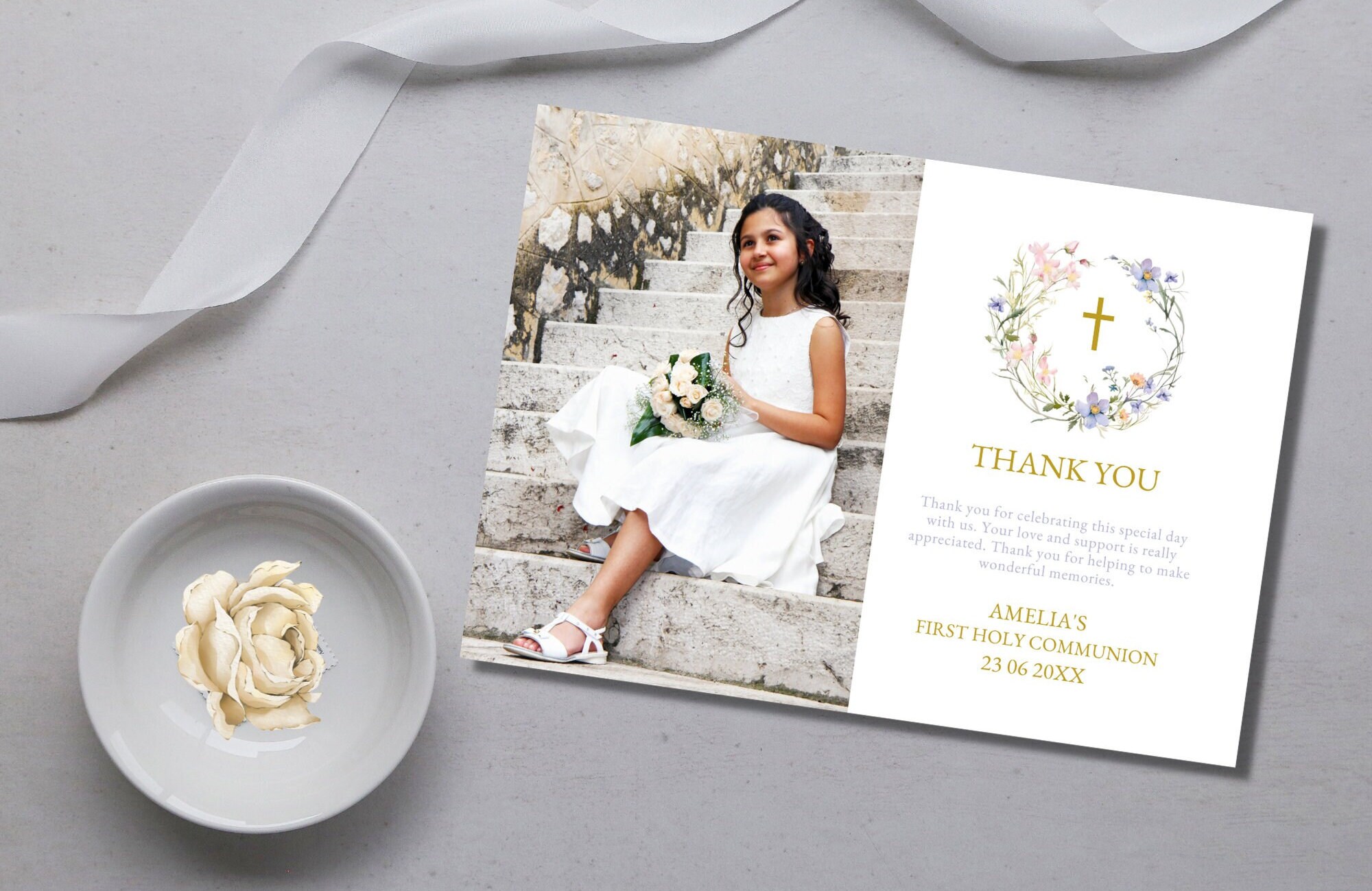 Girls First Holy Communion Invite, Wild Flower 1st Communion Invite ...
