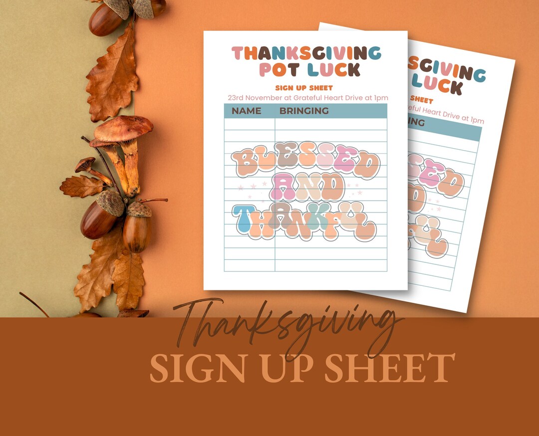 Thanksgiving Potluck Editable Friendsgiving Potluck Sign up Food Sign ...