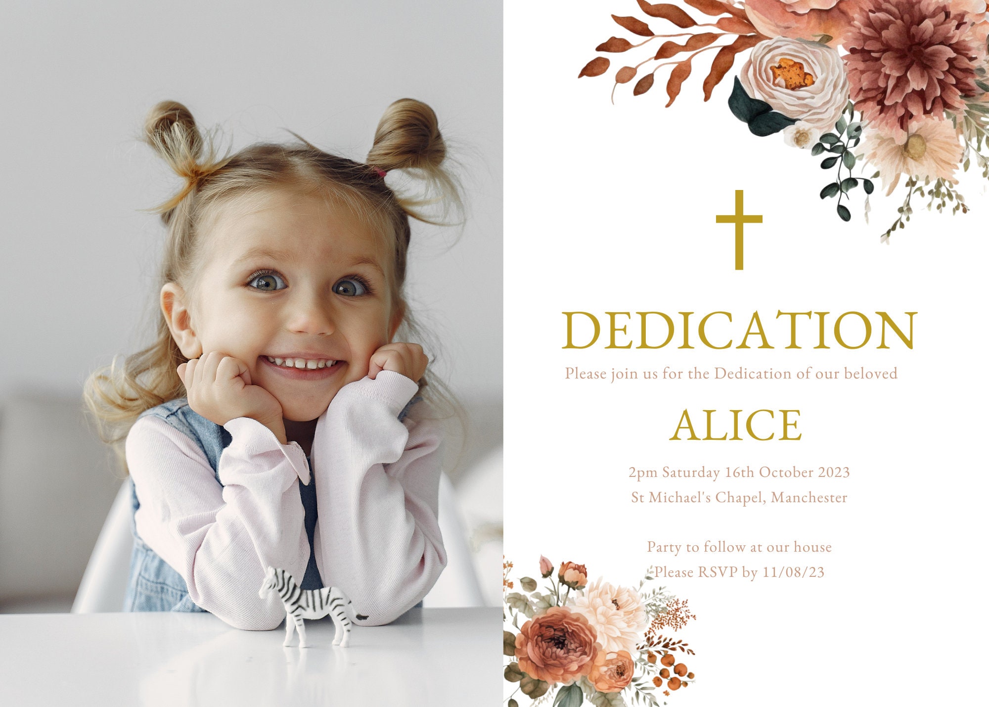 100% Editable Dedication Invitation Template, Dedication Invitation Boy ...