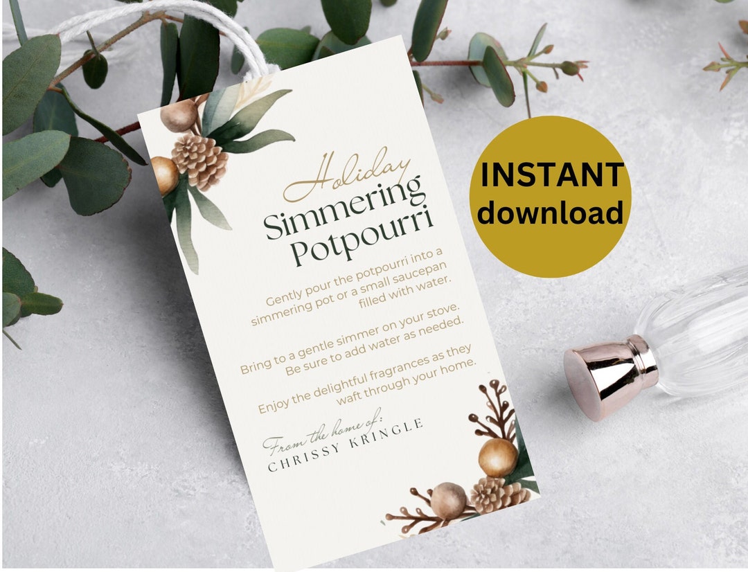 Christmas Simmer Pot Tag Editable Simmer Pot Gift Tag Instant Download ...