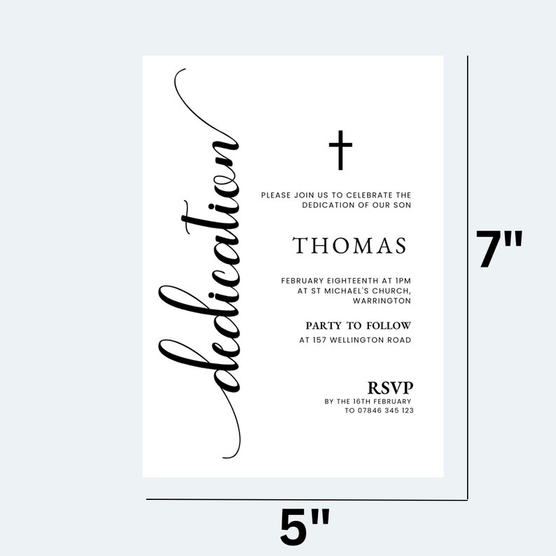 Minimalist Dedication Invitation, Modern Dedication Invite, Dedication ...