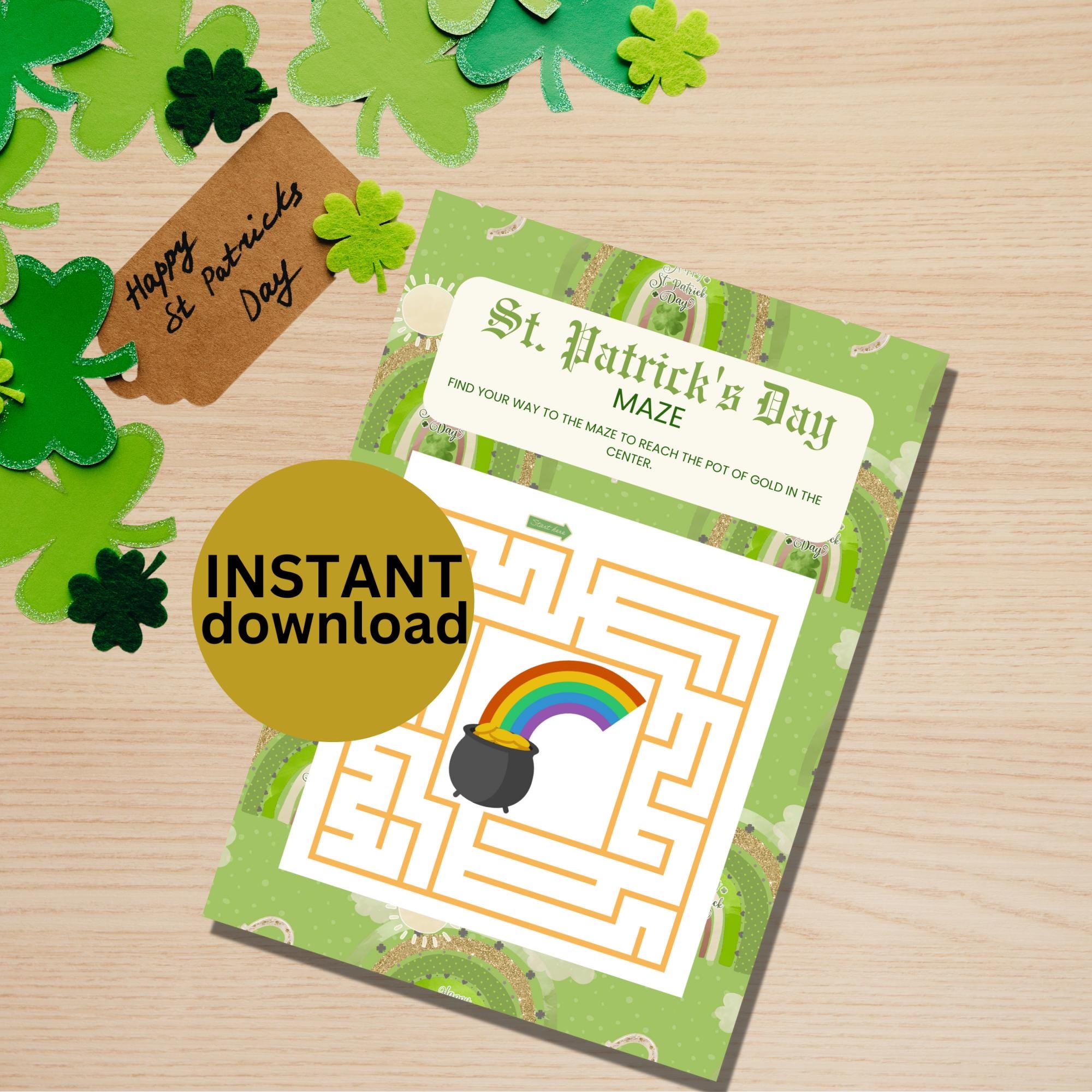 St Patrick's Day Maze Fun Printable Activity for Kids Saint Patricks ...