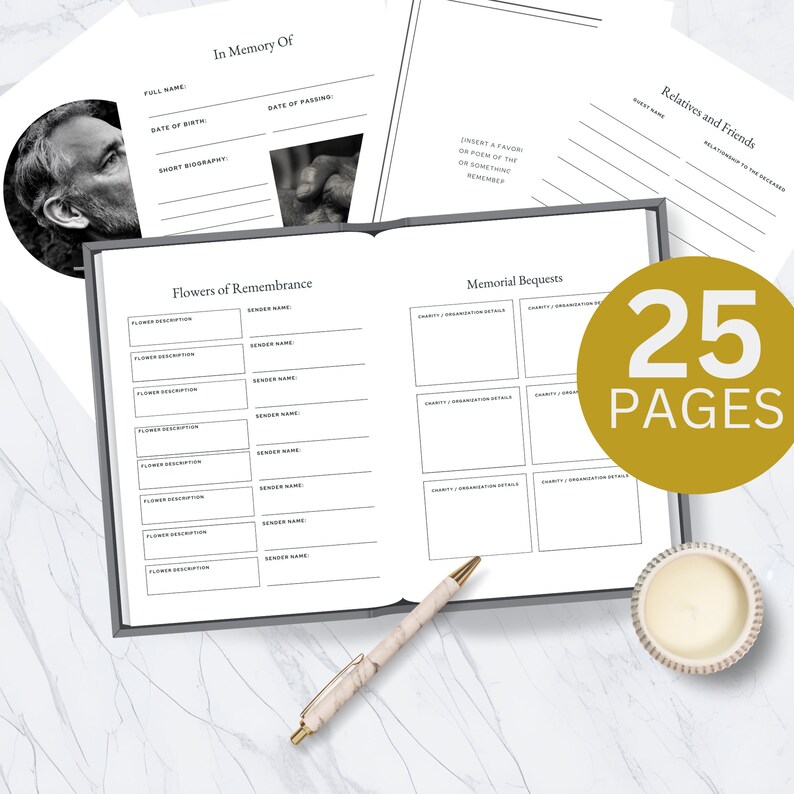 Custom in Loving Memory of Funeral Guest Book, A Personalized ...