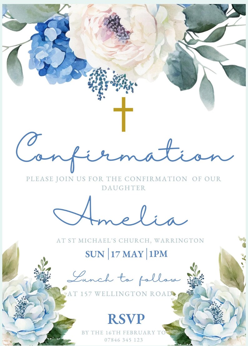 Girls Confirmation Invitation Printable Confirmation Party - Etsy