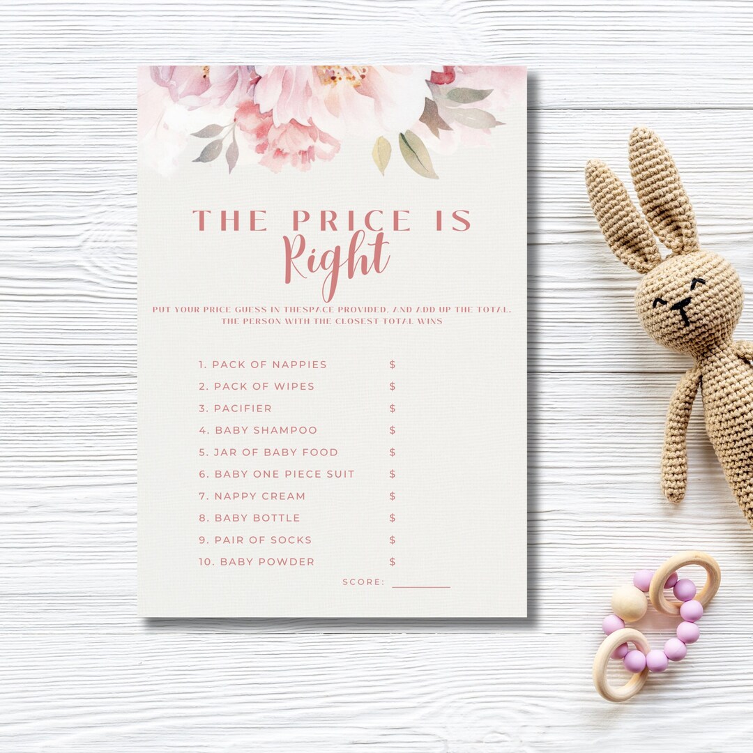 Guess the Right Price Baby Shower Game Guess the Price Baby Shower Game ...