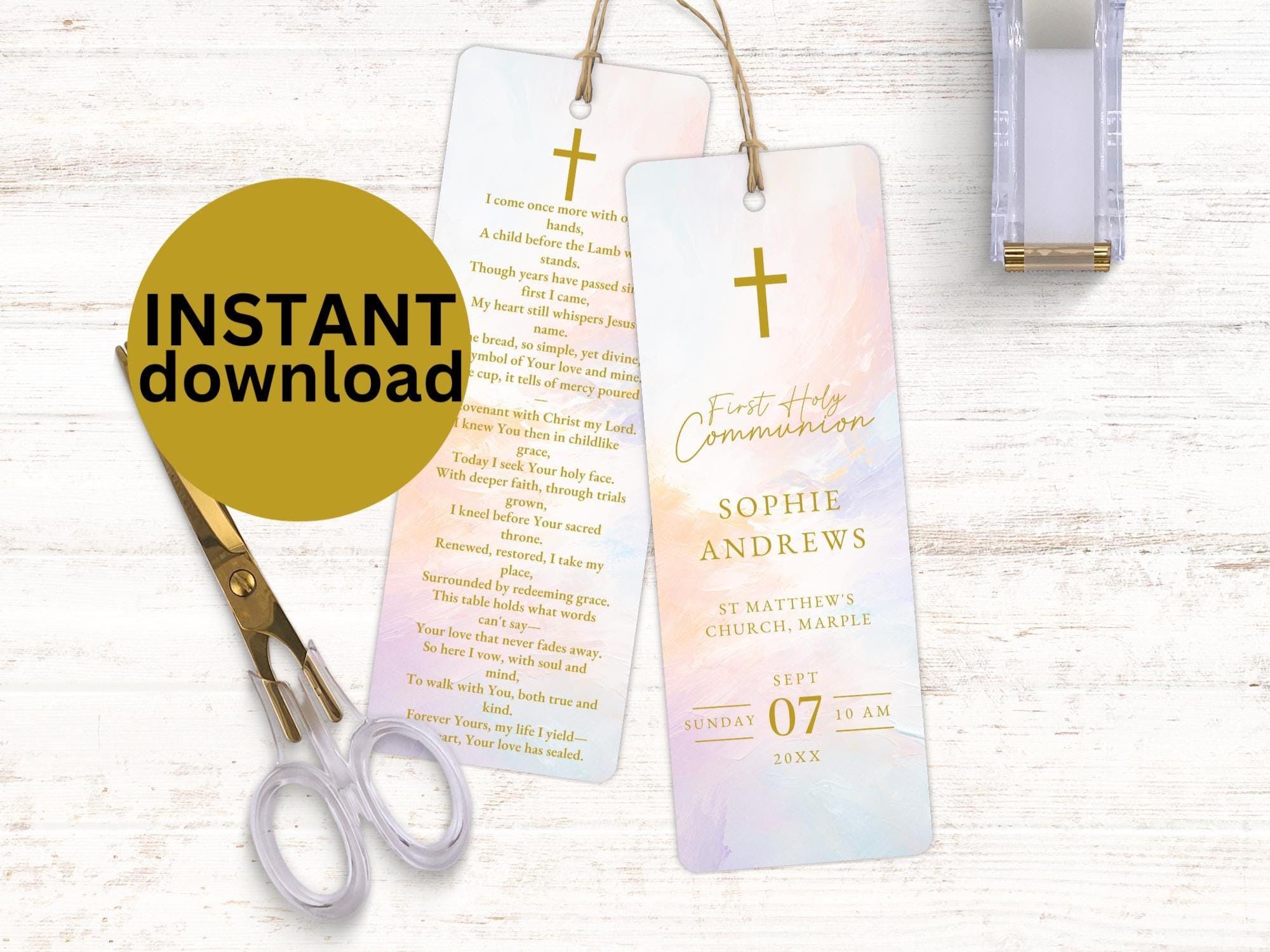 Rainbow Editable Bookmarks Template Custom Religious Bookmark Printable ...