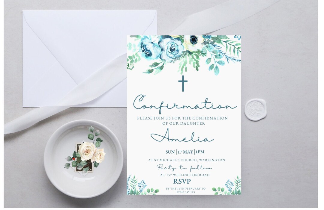 Printable Confirmation Invite, Confirmation Party Template, Boho ...