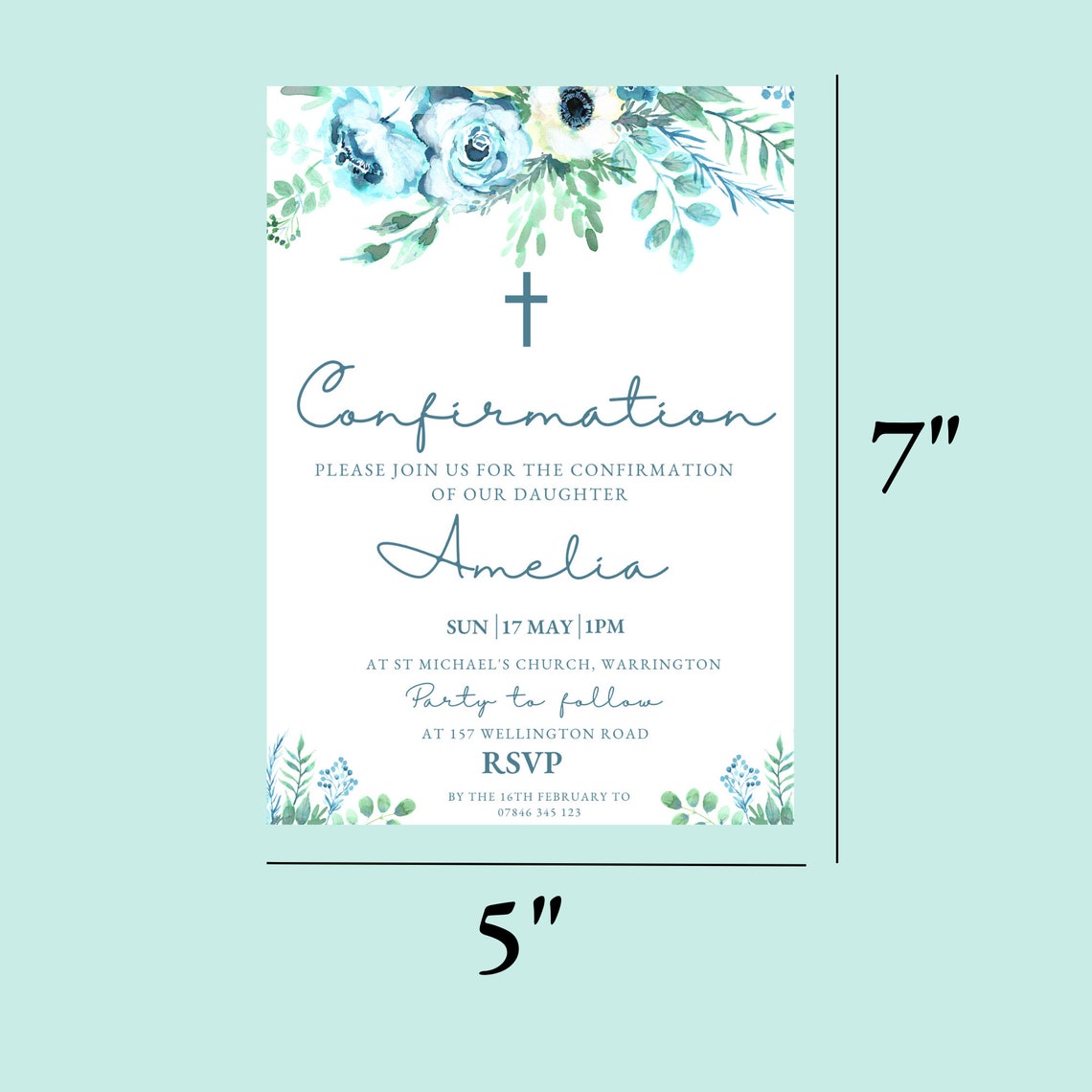 Printable Confirmation Invite, Confirmation Party Template, Boho ...