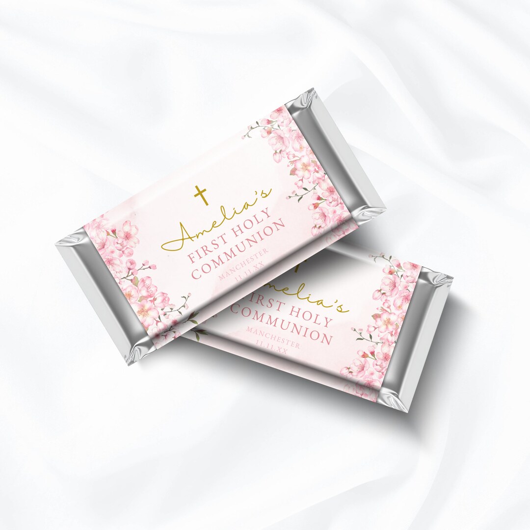 First Holy Communion Candy Bar Label, 1st Communion Party Favor, Girls ...