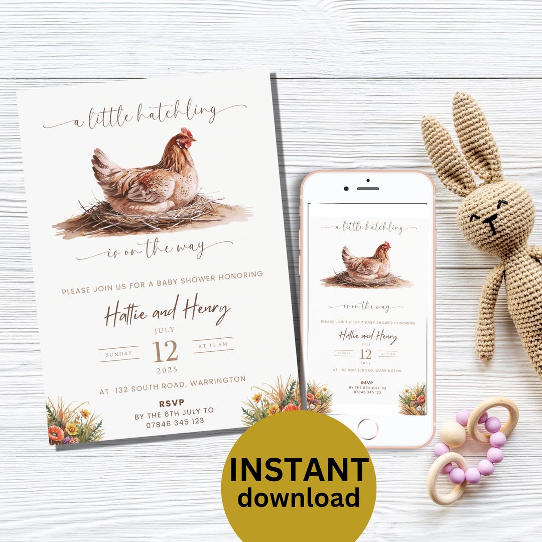 Chicken Baby Shower Invitation Editable Hen Baby Sprinkle Little ...