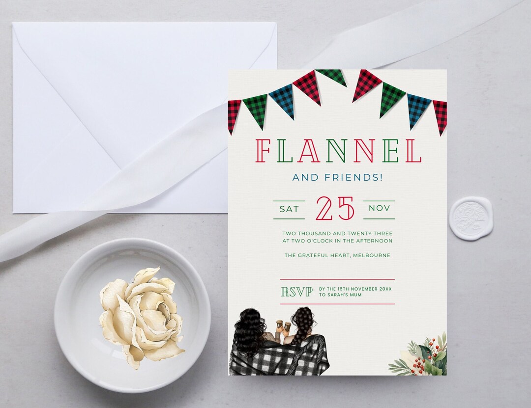 Friendsgiving Flannel Invitation Flannel and Friends Holiday Party ...