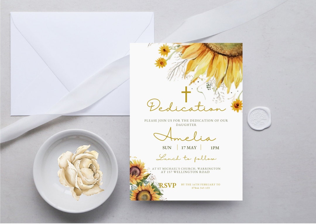 Printable Dedication Invitation, Girl Dedication, Floral Dedication ...