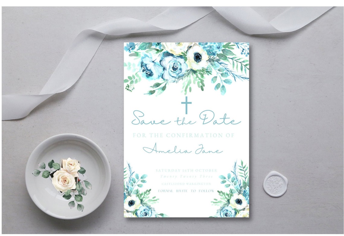 Editable Confirmation Announcement Save the Date Canva Template, Boho ...