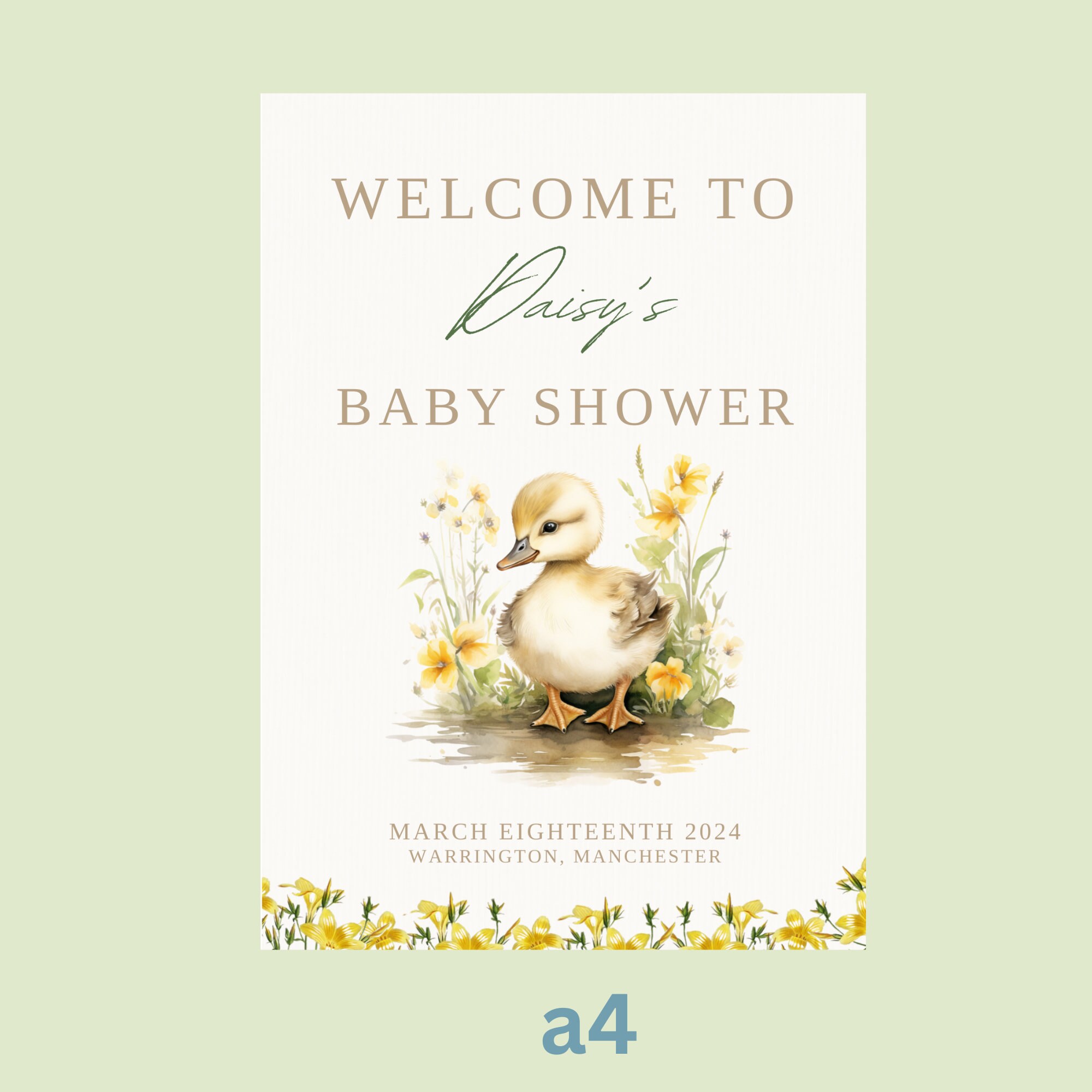 Duck Baby Shower Welcome Sign: Little Duckling Floral Decor (digital ...
