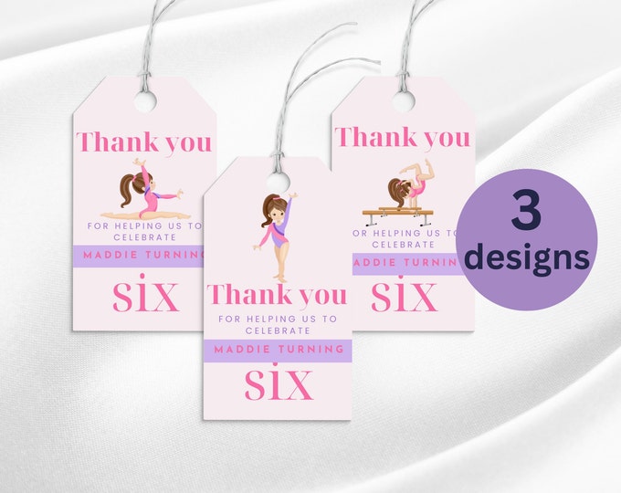 Editable Gymnastic Thank You Tags, Gymnastic Favor Tags, Gymnastic ...