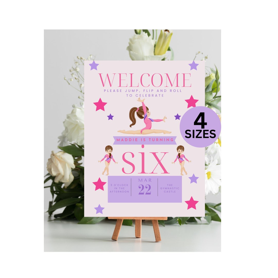 Gymnastic Party Sign, Gymnastics Birthday, Tumbling Party, Jump Tumble ...