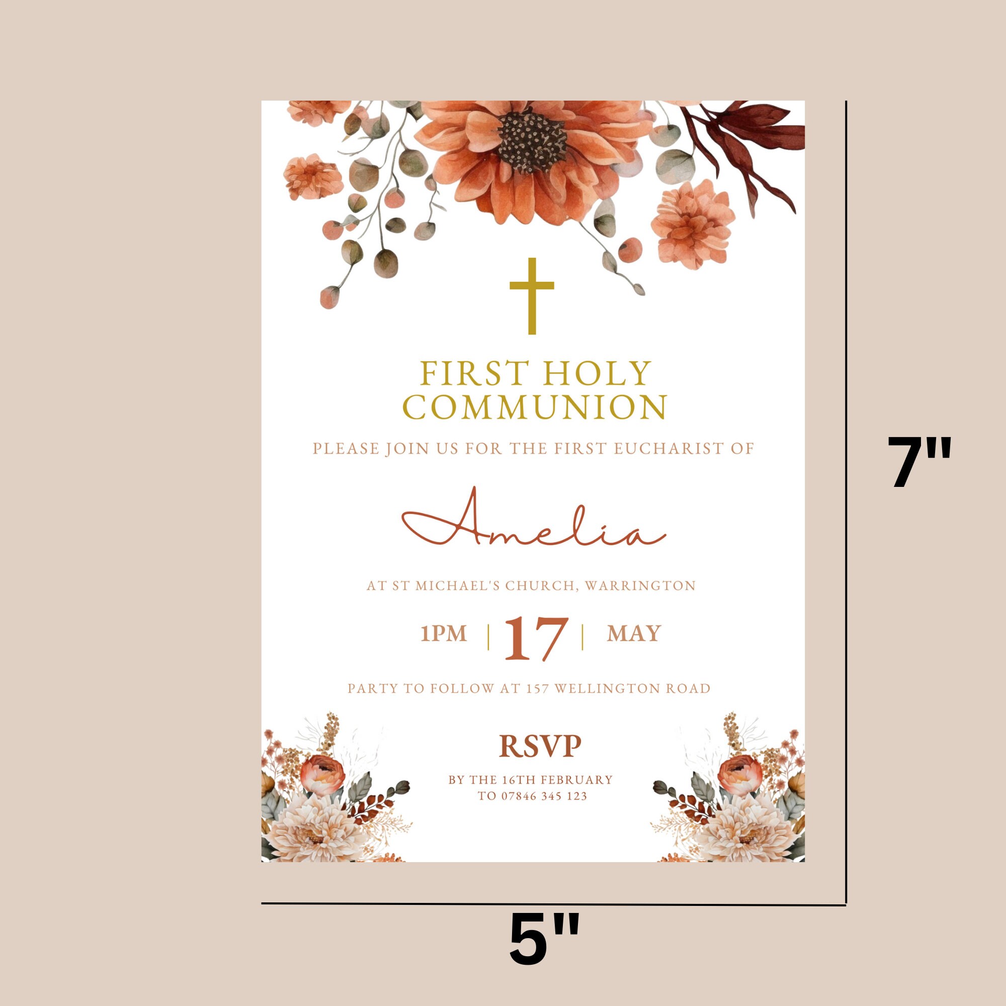 First Holy Communion Invitation Template, Fall Communion Invite ...