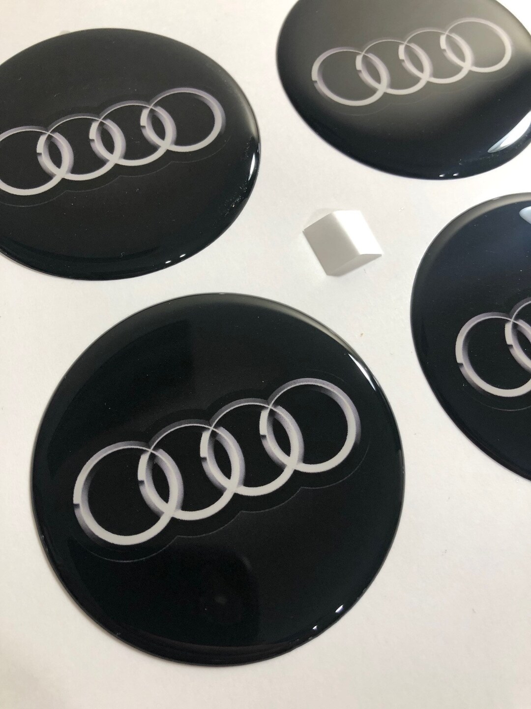 4 X AUDI Custom Handmade Self-adhesive Silicone Domed Center Hub Cap ...