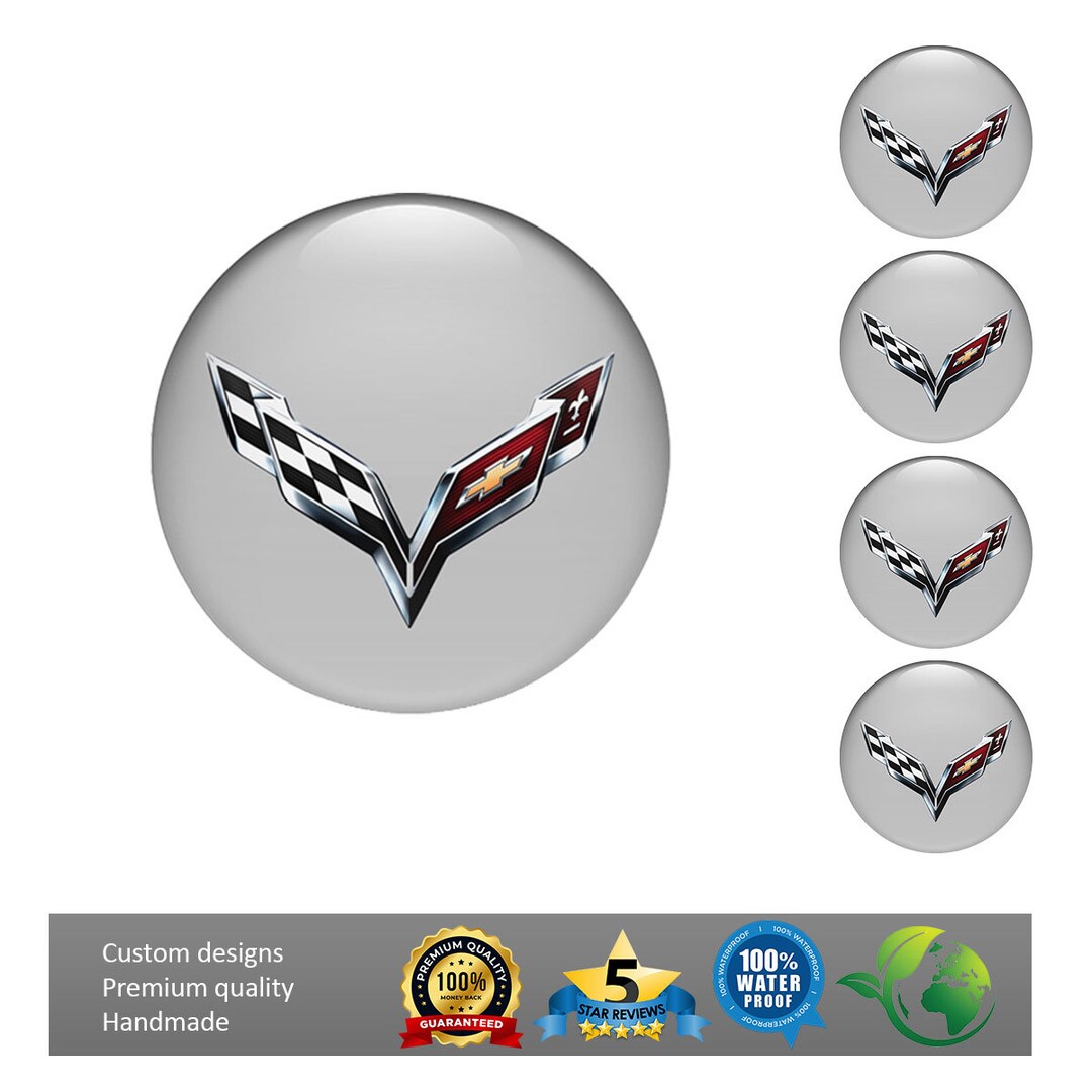 CHEVROLET CORVETTE Center Hub Cap Sticker Rim Domed Sticker ...