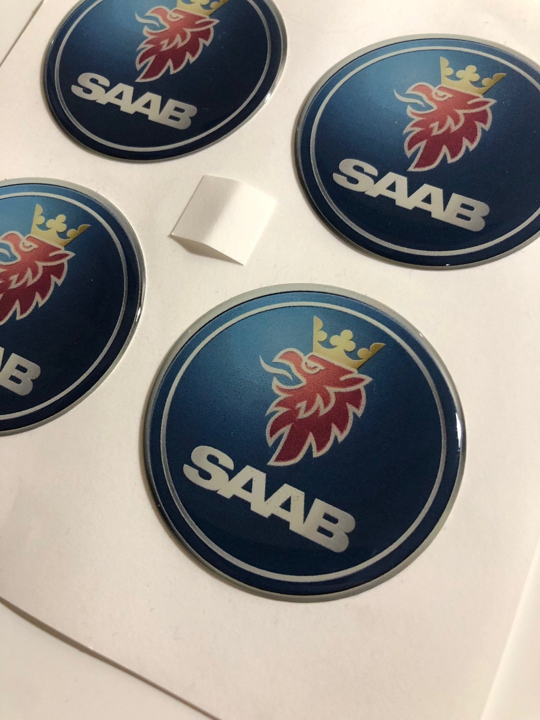 SAAB Domed Rim Stickers Car Center Decals Wheel Emblem Stickers Domed ...