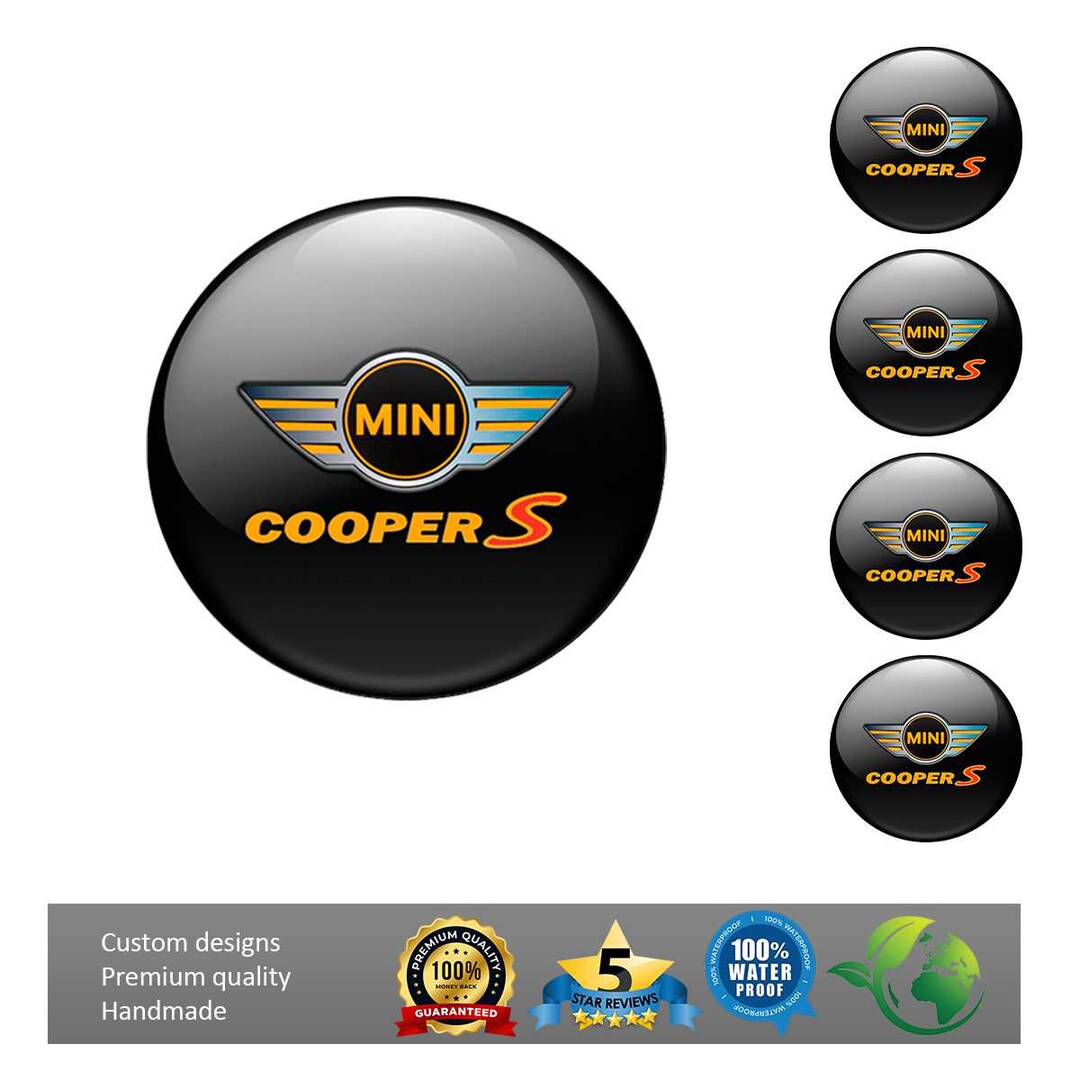 4 X MINI COOPER Custom Handmade Self-adhesive Silicone Domed Center Hub ...