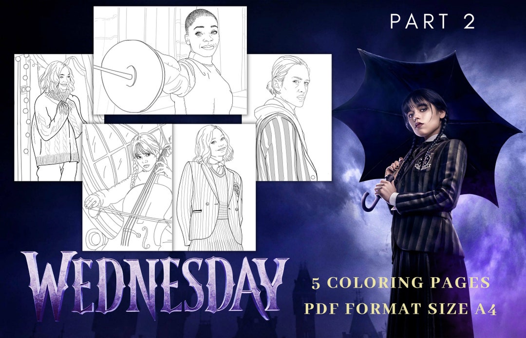 Wednesday Addams Coloring Pages Instant Digital Print PDF Part2 - Etsy
