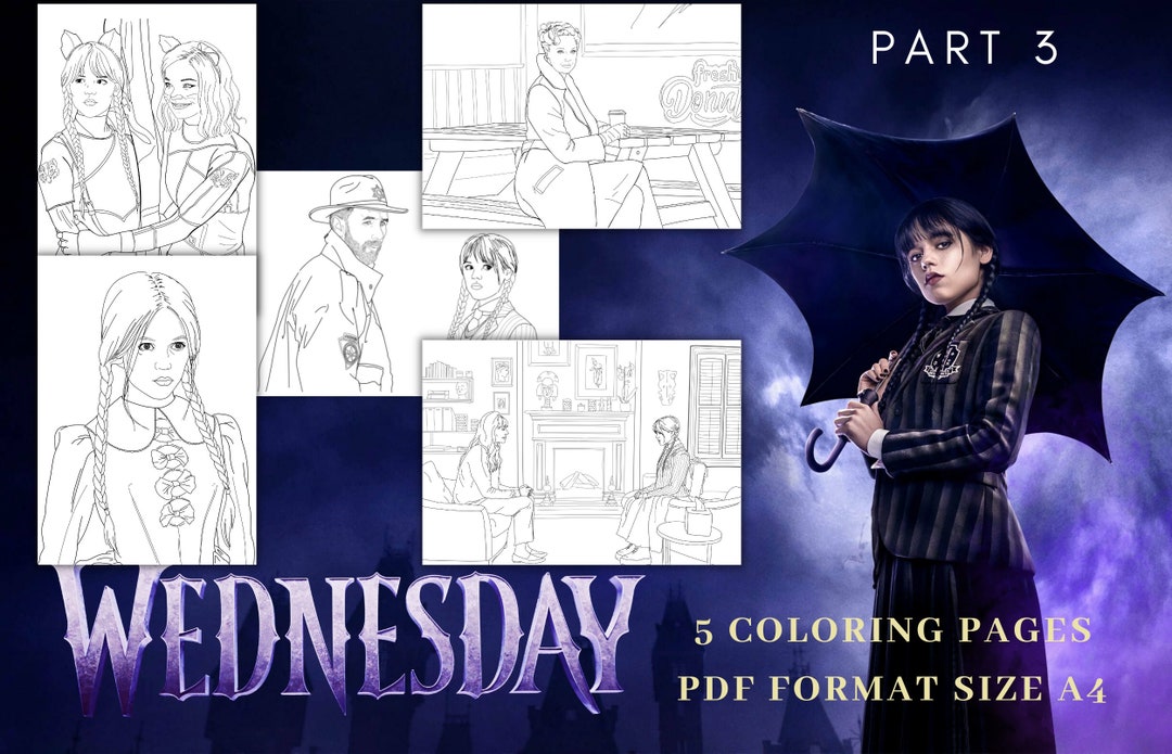 Wednesday Addams Coloring Pages Instant Digital Print PDF Part3 - Etsy