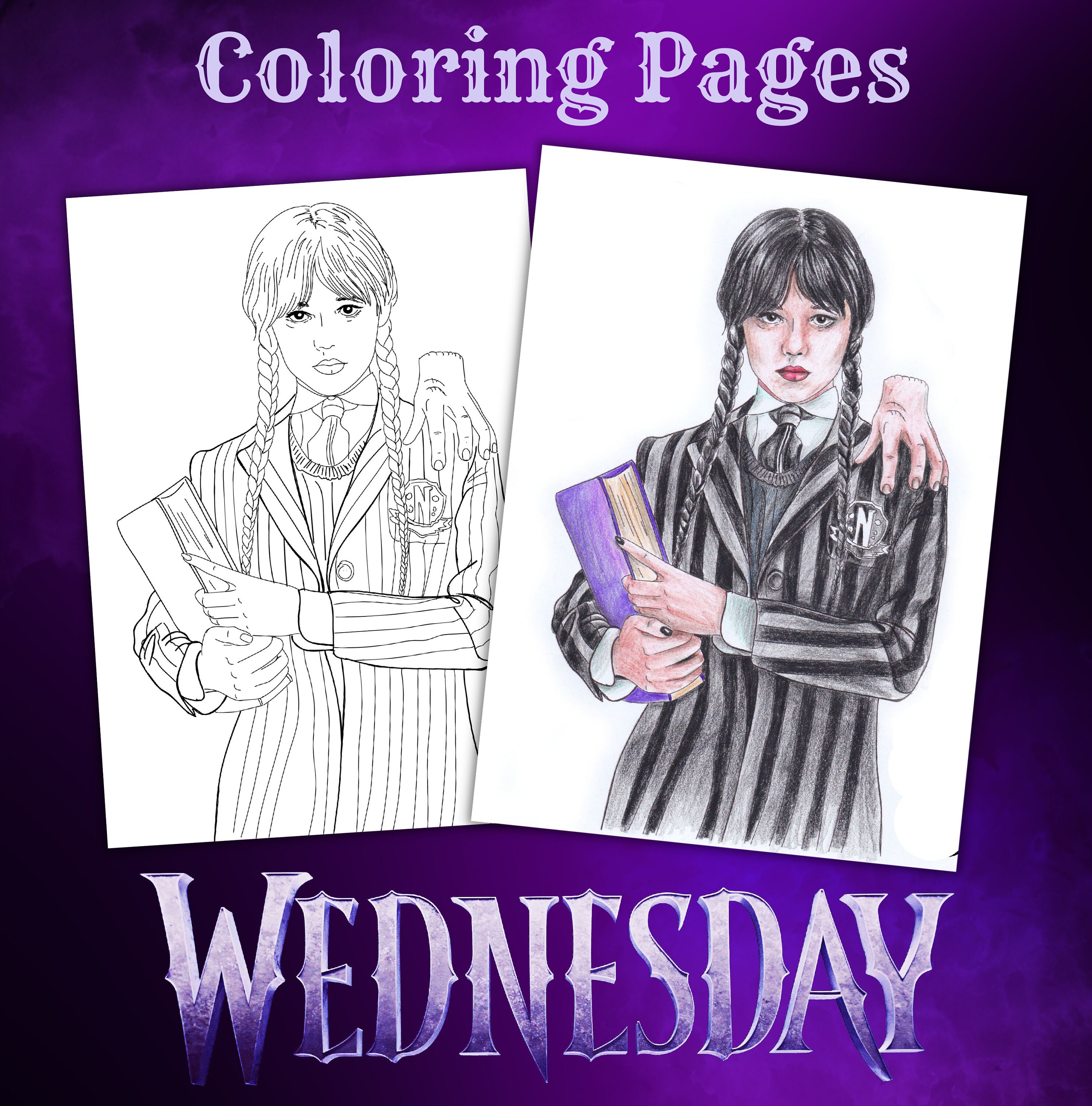 Wednesday Addams Coloring Pages Instant Digital Print PDF Part2 - Etsy ...