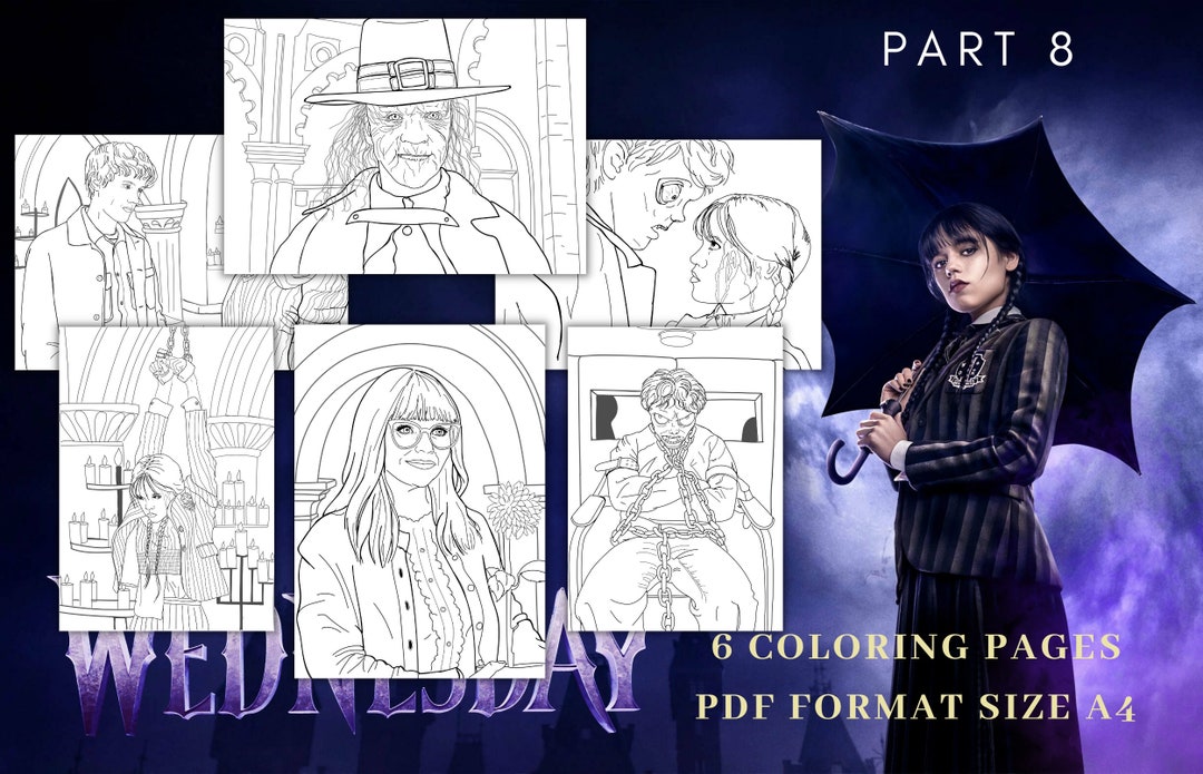 Wednesday Addams Coloring Pages Instant Digital Print PDF Part8 - Etsy