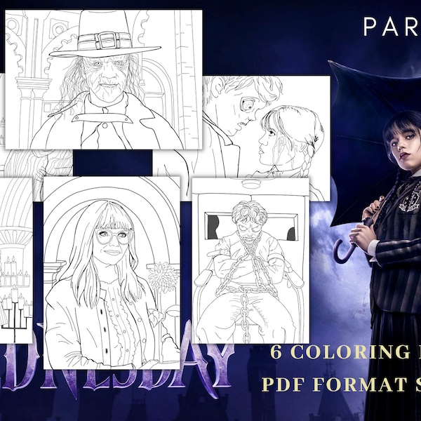 Wednesday Addams Coloring Pages Etsy