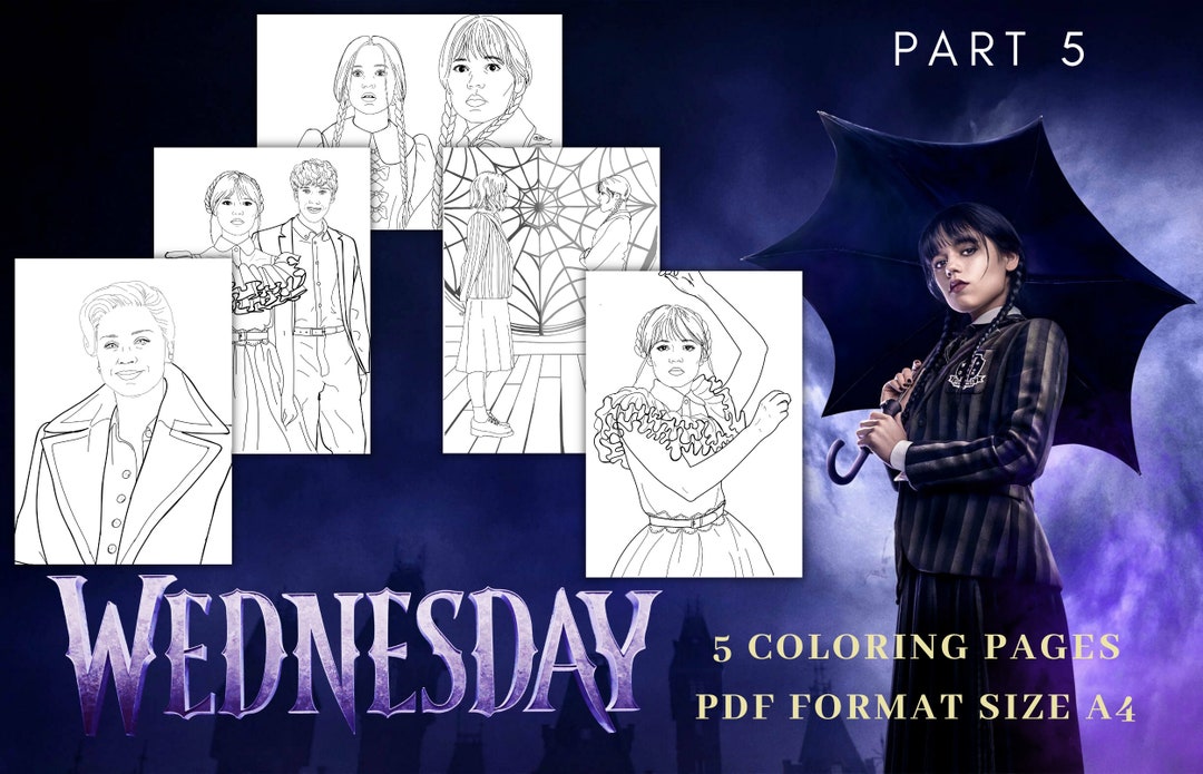 Wednesday Addams Coloring Pages Instant Digital Print PDF Part5 - Etsy