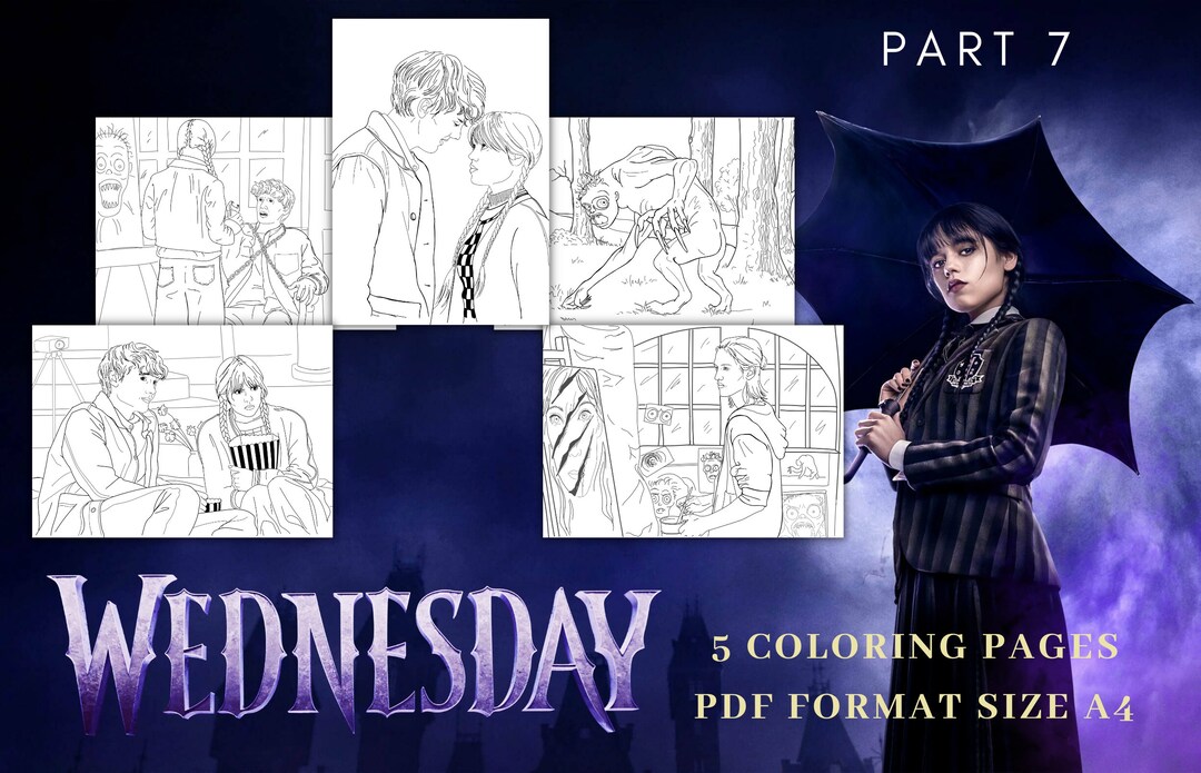 Wednesday Addams Coloring Pages Instant Digital Print PDF Part7 - Etsy
