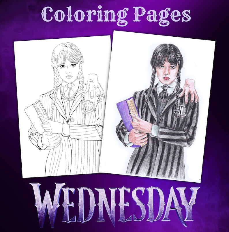 Wednesday Addams Coloring Pages Instant Digital Print PDF Part8 - Etsy ...