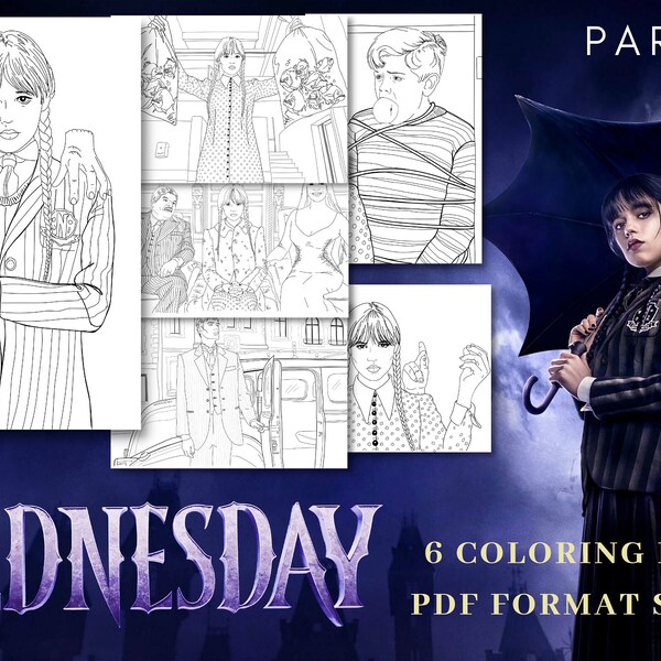 Wednesday Drawings Coloring Etsy