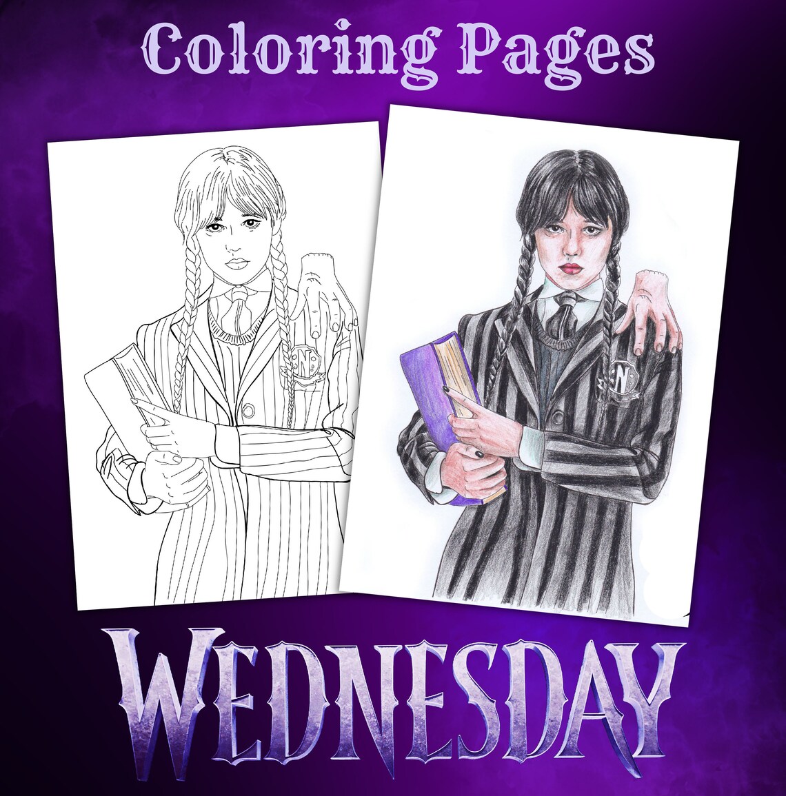 Wednesday Addams Coloring Pages Instant Digital Print PDF Part5 - Etsy