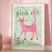 Funky Pink Cat Print • Girly Eclectic Home Decor • Cute Postal Stamp ...