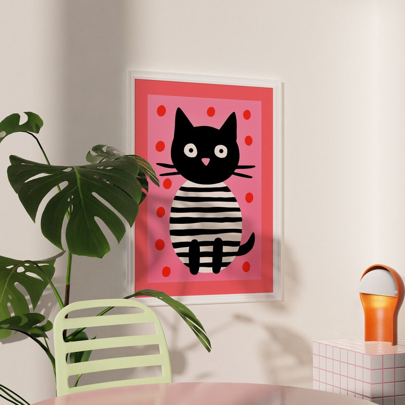 Funky Cat Art - Etsy