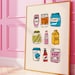 Funky Grocery Items Poster • Colorful Food Art Prints • Cute Kitchen ...