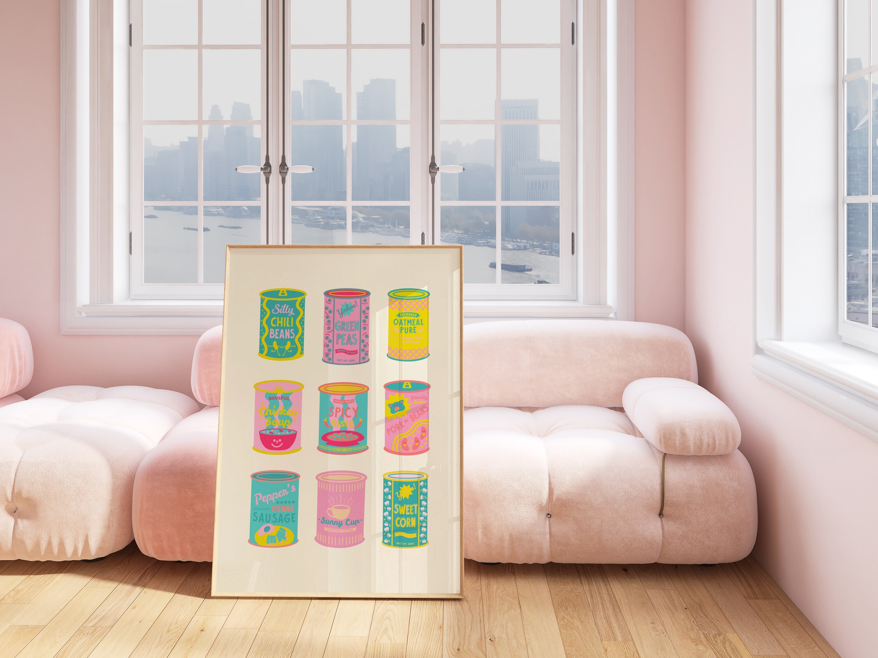 Funky Canned Goods Poster • Colorful Food Art Prints • Eclectic Kitchen ...