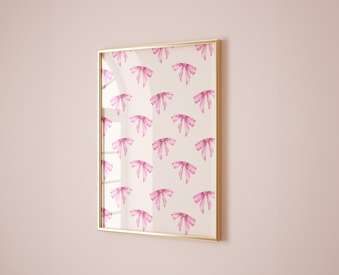 Girly Pink Bows Pattern Print • Coquette Room Decor • Soft Girl ...