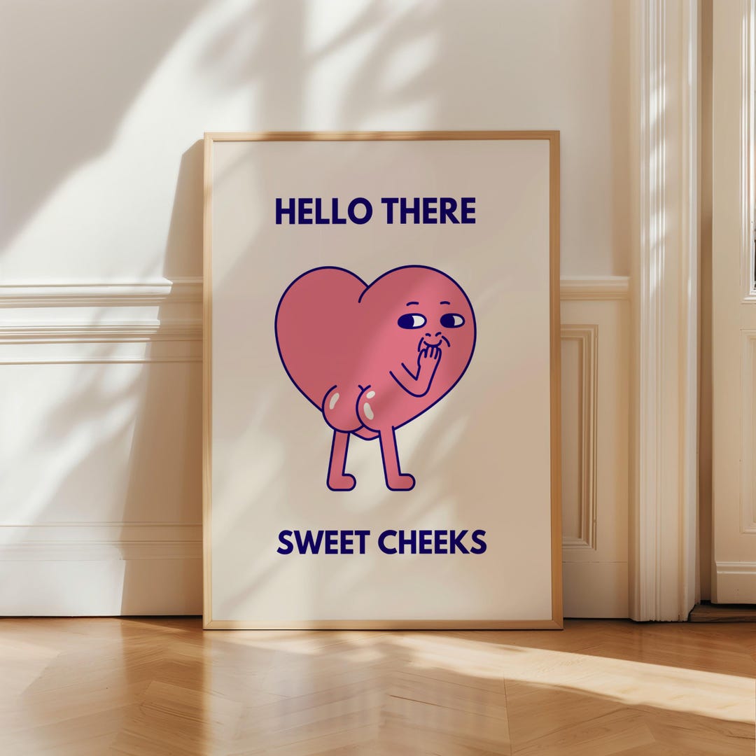 Funny Sweet Cheeks Print • Nice Bum Cute Bathroom Decor • Trendy Wall ...
