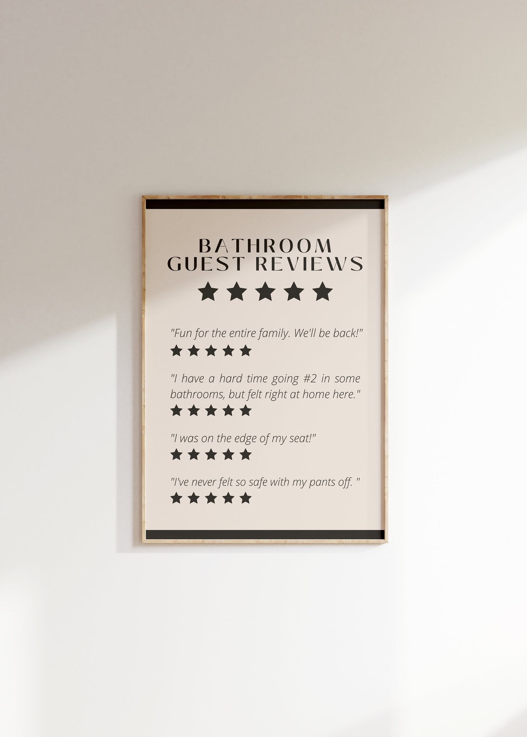 Bathroom Guest Reviews Funny Print • 5 Star Rating for Toilet Poster ...