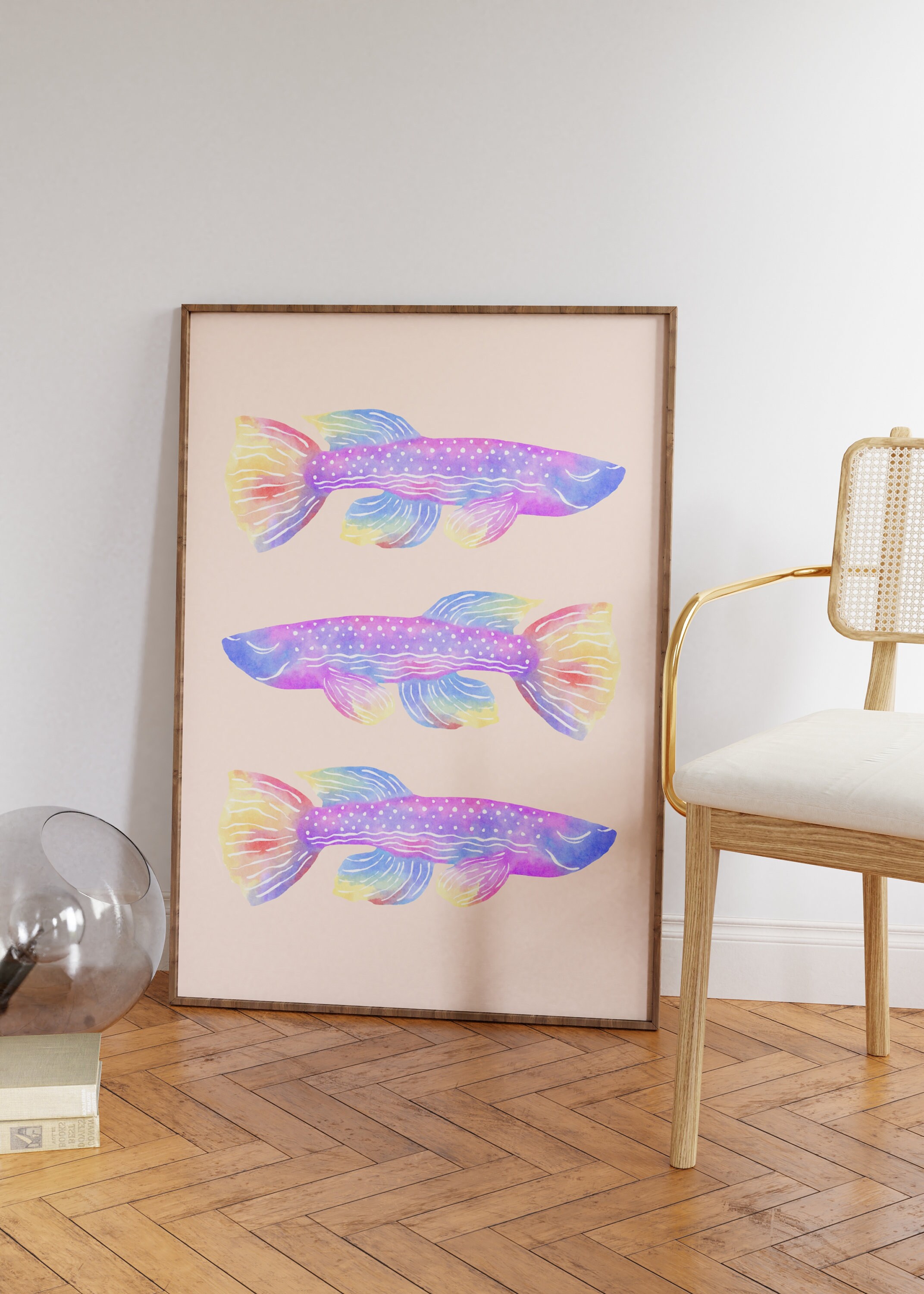 Animal Prints Cute Pastel Fish Poster Watercolor Girly - Etsy
