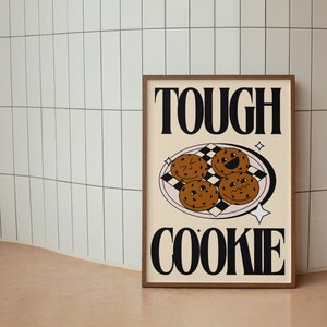 Tough Cookie Digital Art • Retro Kitchen Decor • Biscuit Lover Unique ...