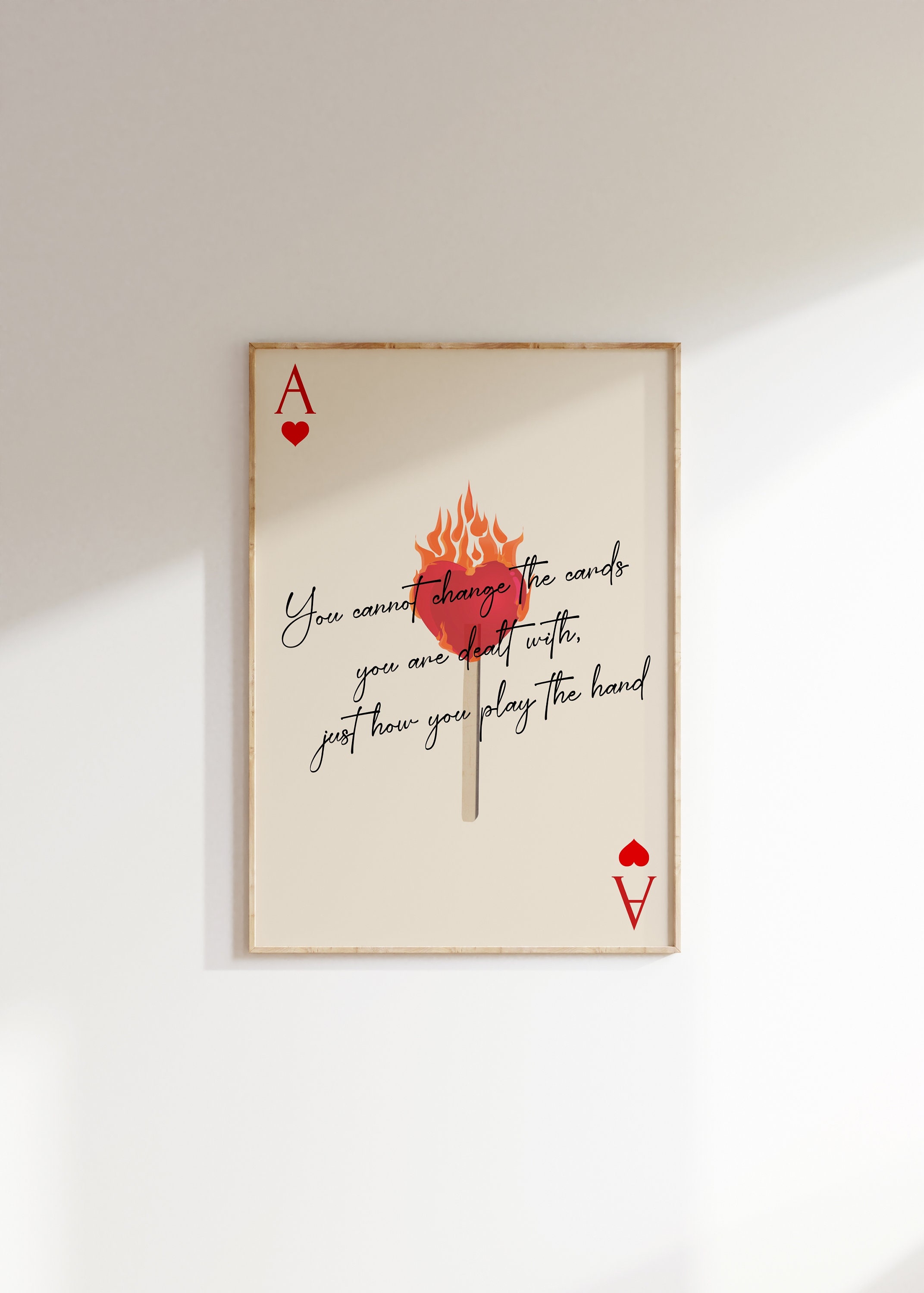 Red Ace of Hearts Poster Positive Quote Typography Wall Art - Etsy