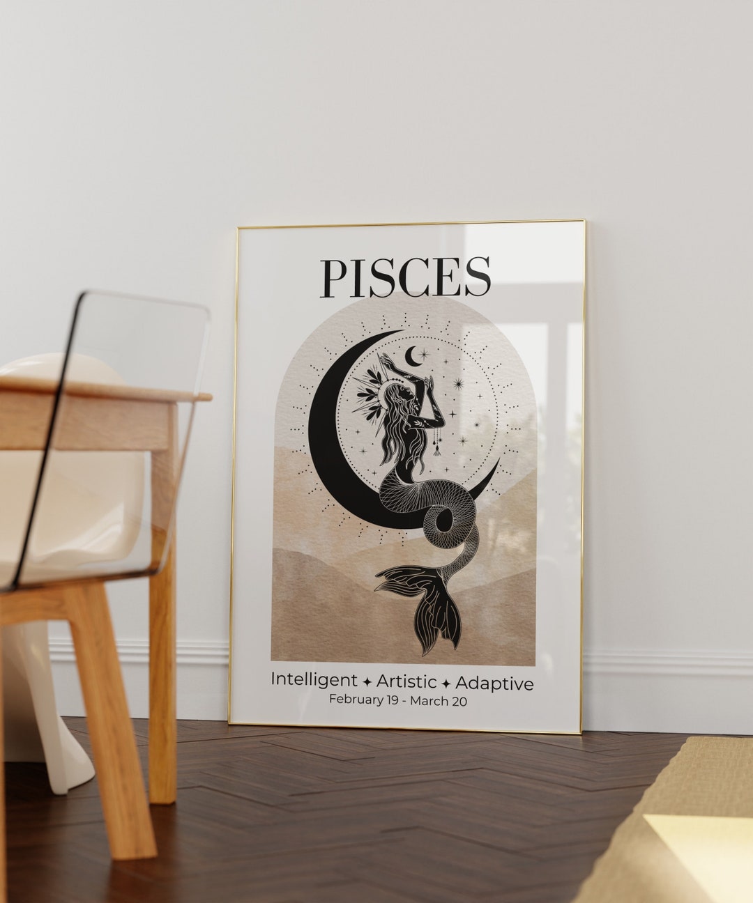 Pisces Zodiac Goddess Wall Art • Zodiac Poster • Pisces Print ...